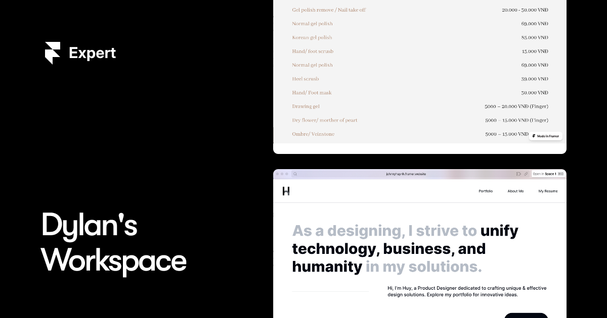 Dylan's Workspace — Web Design Freelancer on Framer Experts