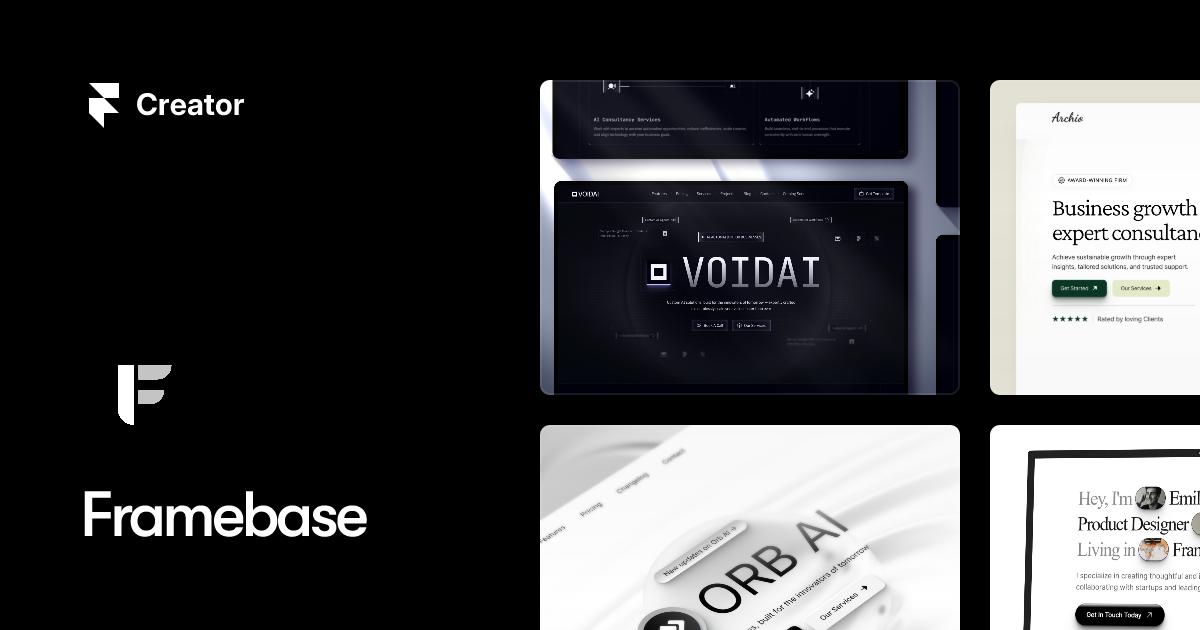 Website Templates by Framebase — Framer Creator