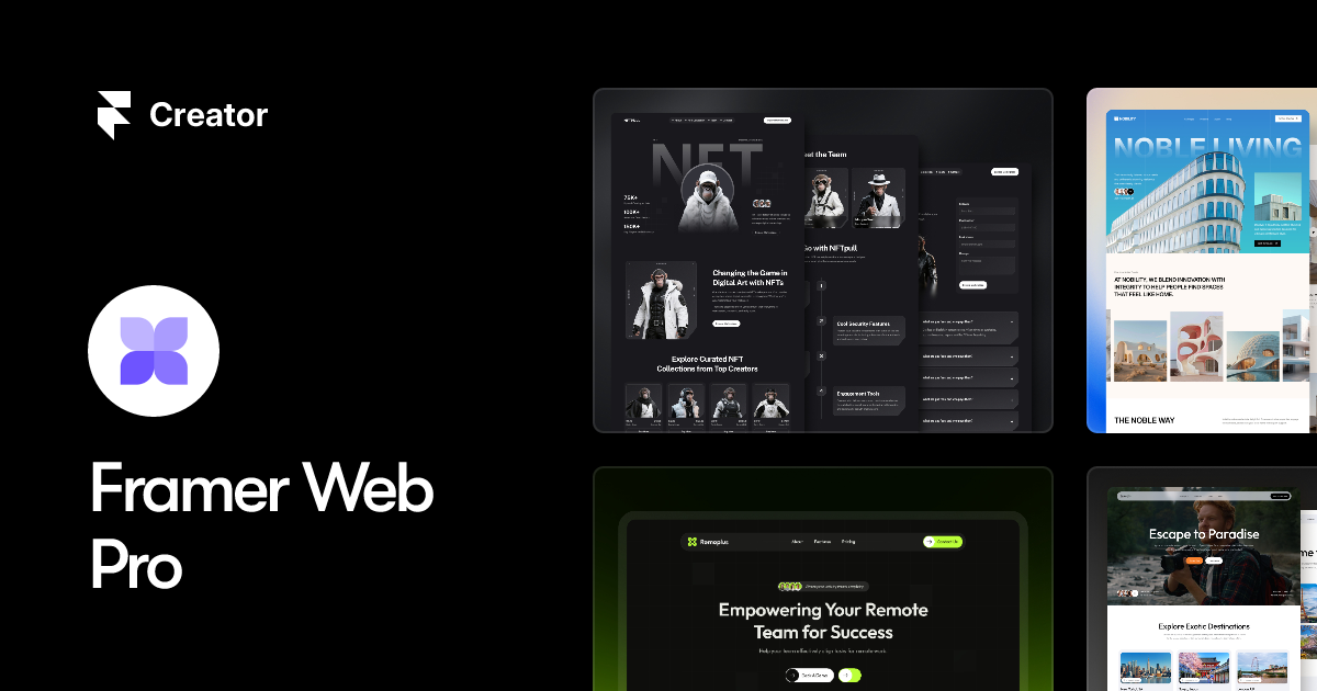 Website Templates by Framer Web Pro — Framer Creator
