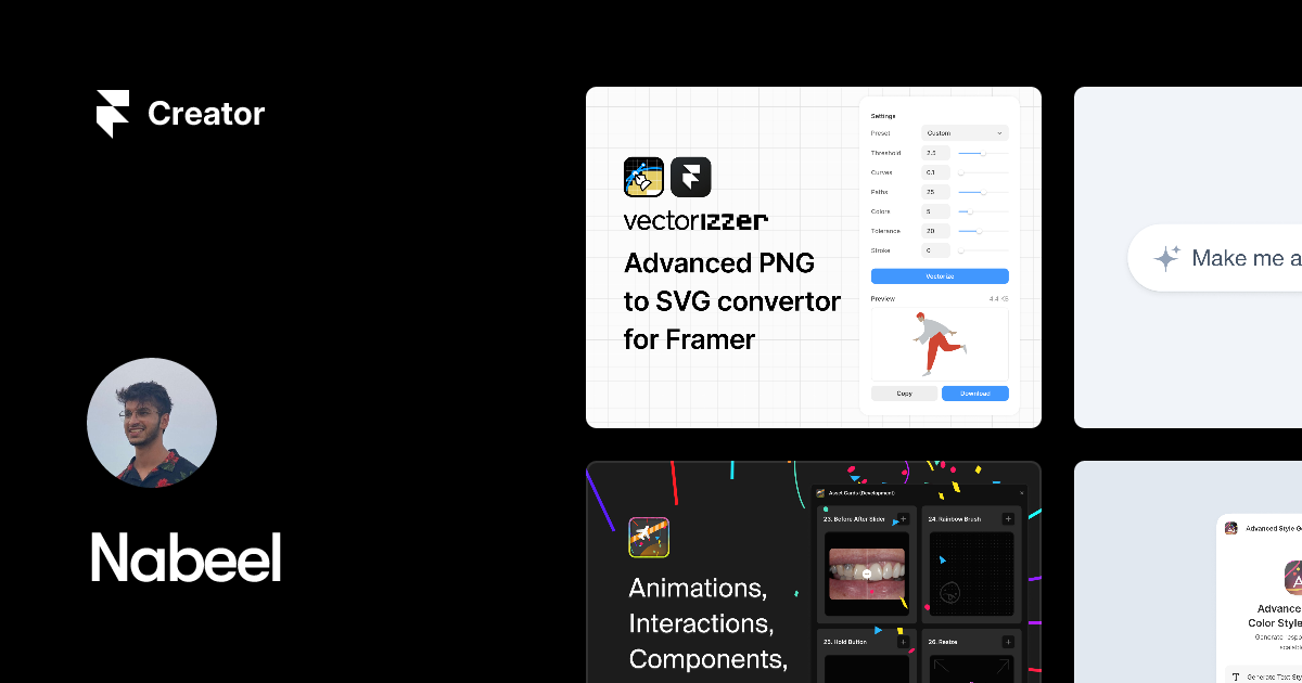 Website Templates & Plugins by Nabeel — Framer Creator