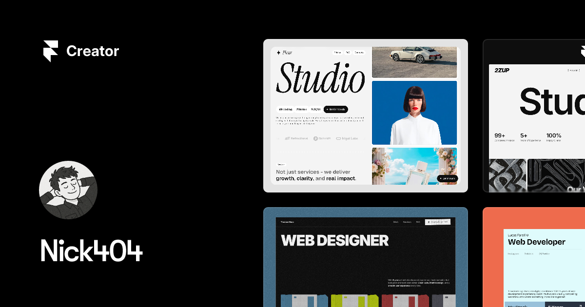 Website Templates by Nick404 — Framer Creator